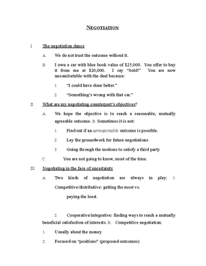 Negotiation notes - Dave Lawson - General Portion 1. What are the key ...