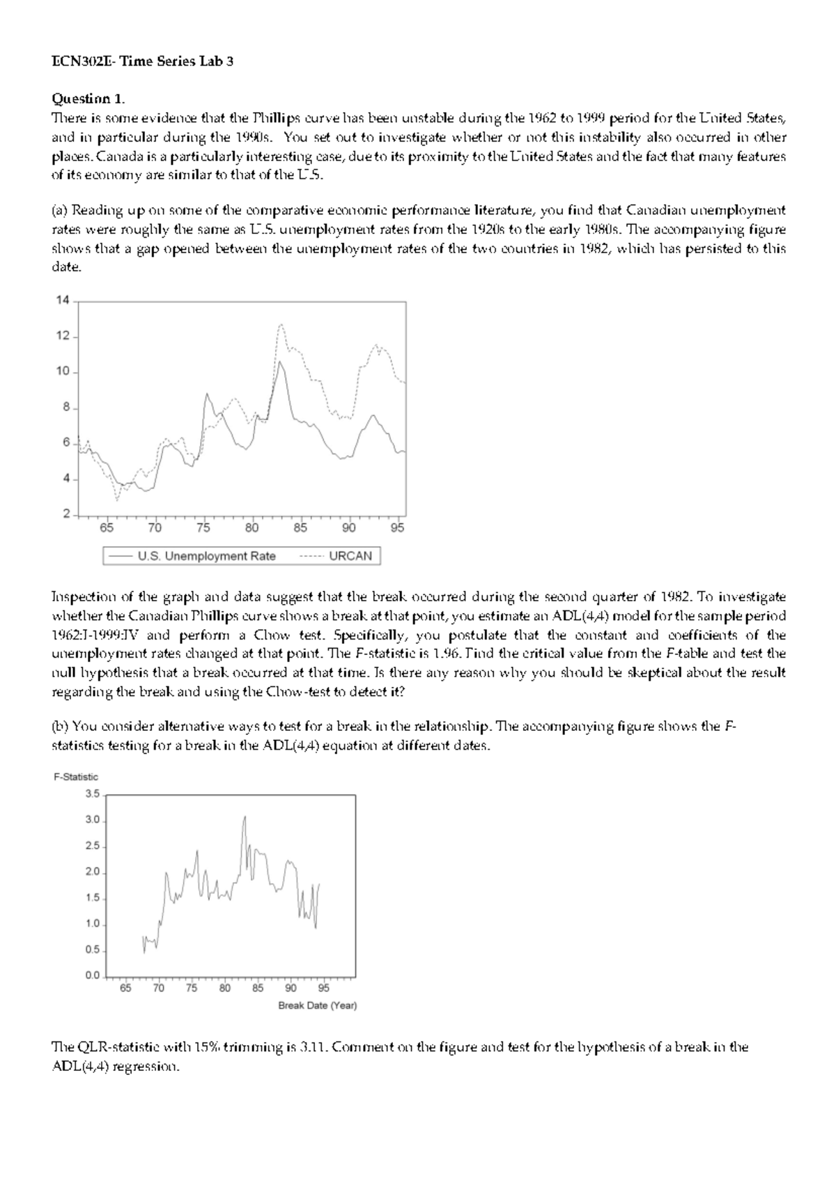 ECN302E-time series lab 3 - ECN302E- Time Series Lab 3 Question 1 ...