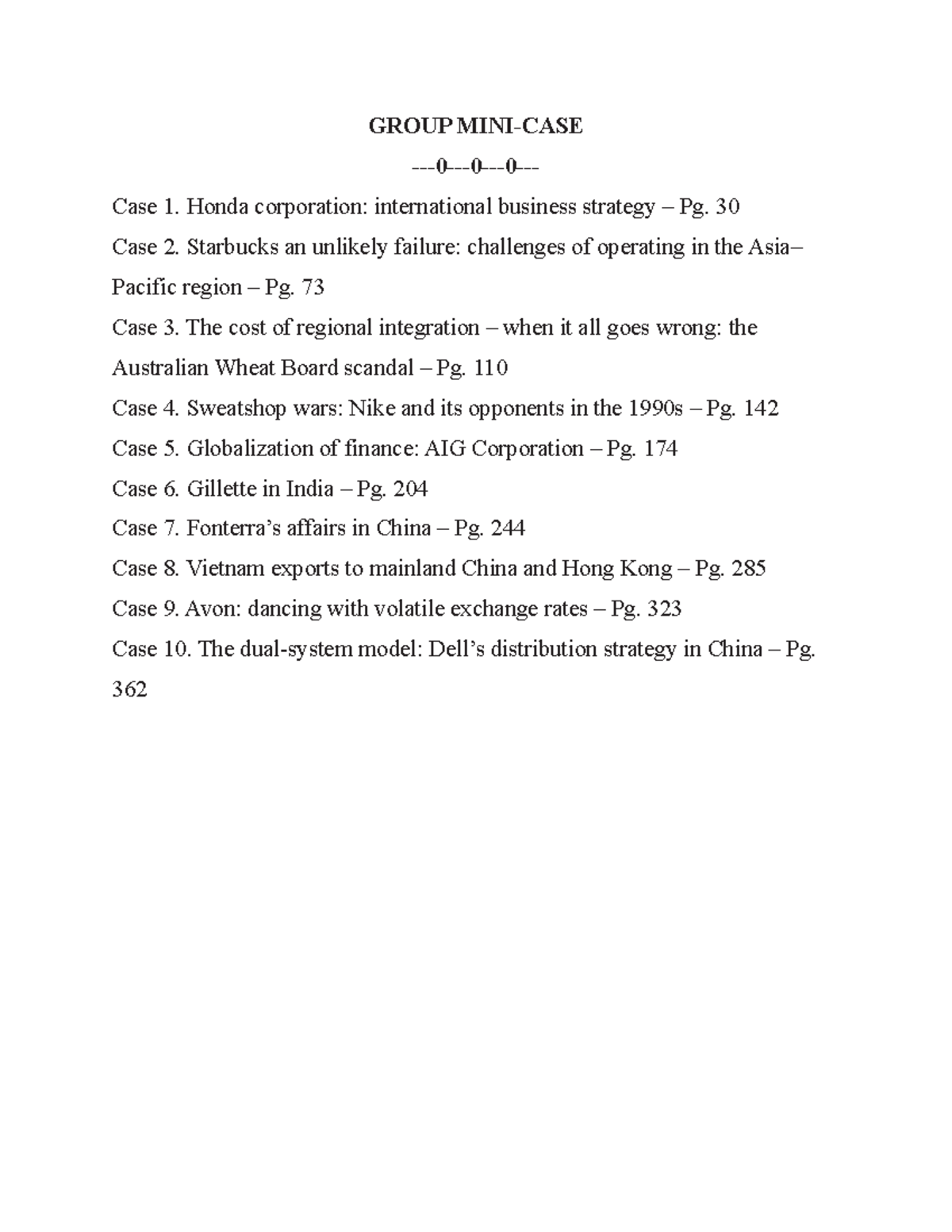 LIST OF Group MINI-CASE - GROUP MINI-CASE -0-0-0- Case 1. Honda ...