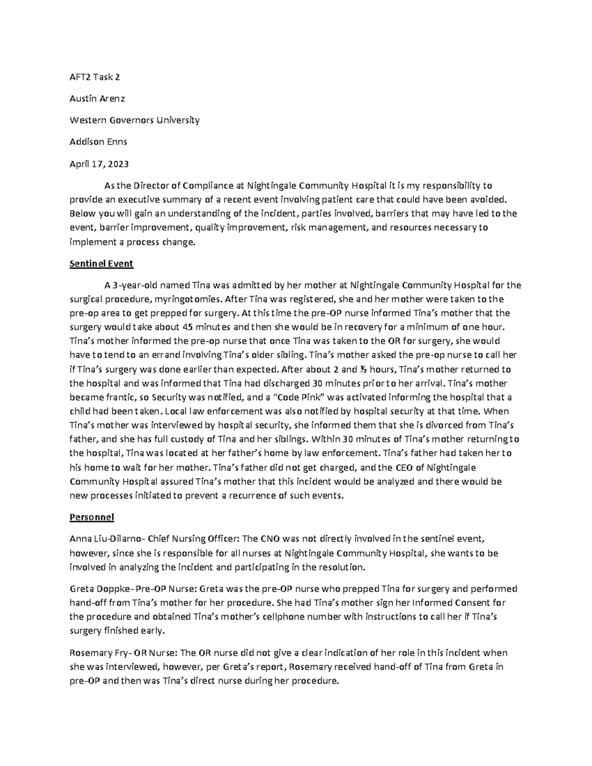 AFT2 Task 2 - AFT2 Task 2 - AFT2 Task 2 Austin Arenz Western Governors ...