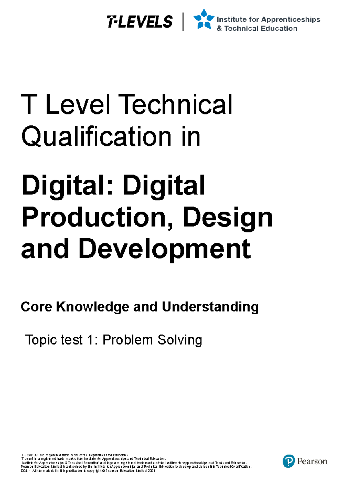 T Level Digital Topic Test 1 - ‘T-LEVELS’ is a registered trade mark of ...