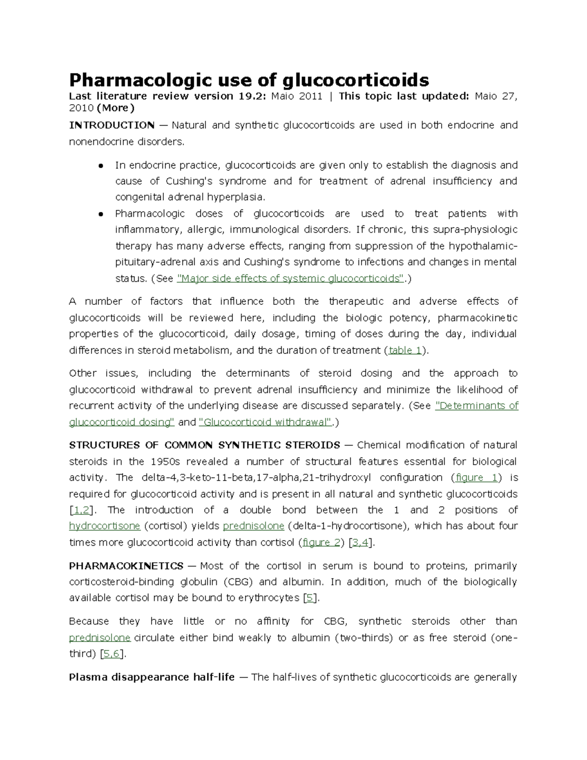 Pharmacologic use of glucocorticoids - In endocrine practice ...