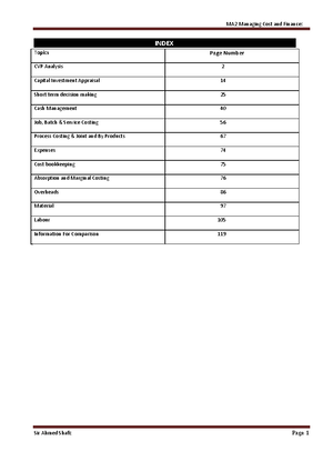 MA2 MOCK 1 - Dec - MA2:Managing Costs and Finance Mock Exam 1: Question ...