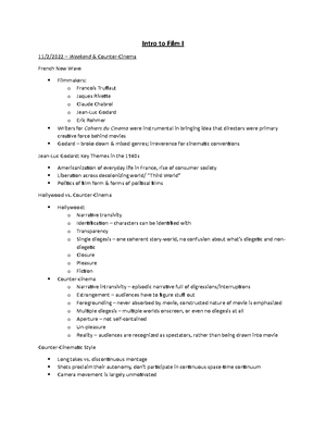 2022-26-09 Intro to Film I - Intro to Film I Mon 9/26/22 – Mise en ...