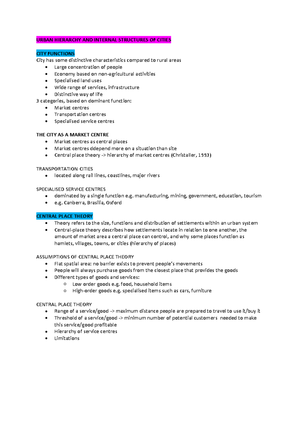 ABB153 LEC 3 - LECTURE 3 - URBAN HIERARCHY AND INTERNAL STRUCTURES OF ...