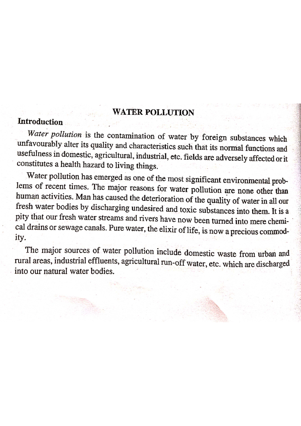 Water pollution 3 - essays - Physical Chemistry - Studocu