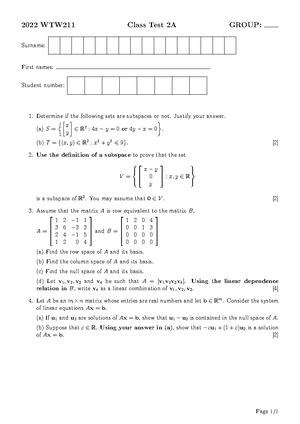 WTW211-ST2-MEMO - This document is Linear algebra WTW 211 semester test ...