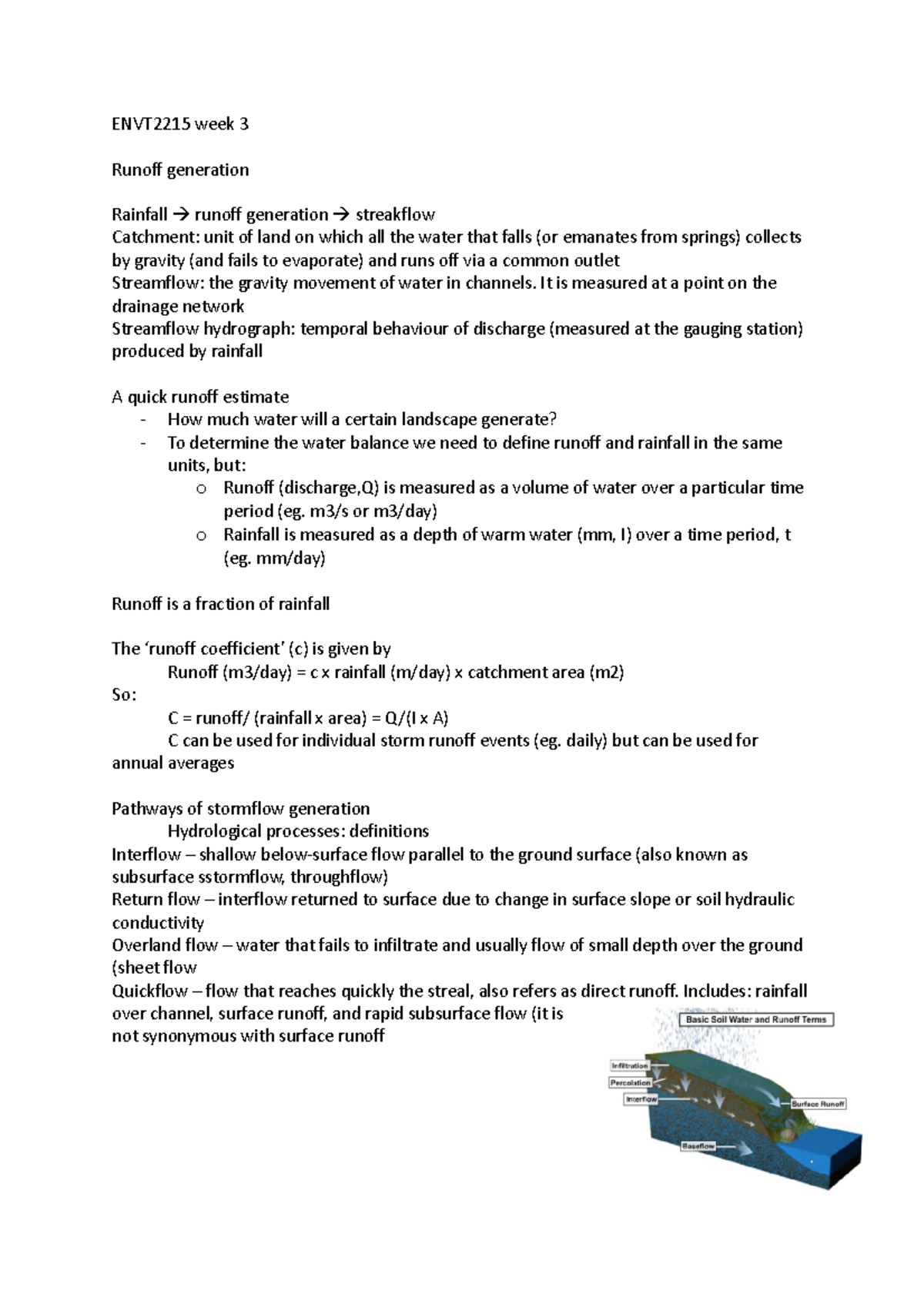 ENVT2215 week 3 lecture - ENVT2215 week 3 Runoff generation Rainfall ...