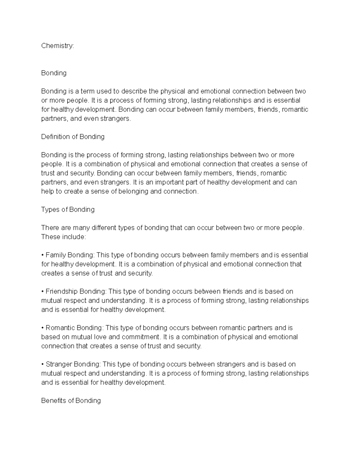 Bonding - Chemistry: Bonding Bonding is a term used to describe the ...