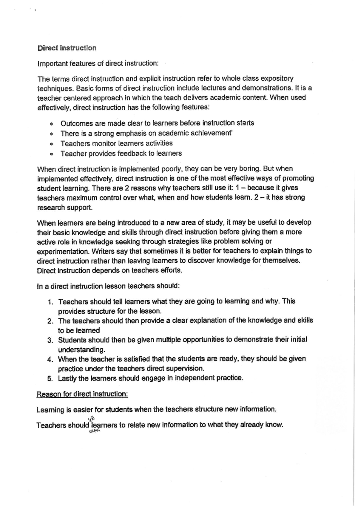 Direct Instruction - IPTL6111 - Studocu