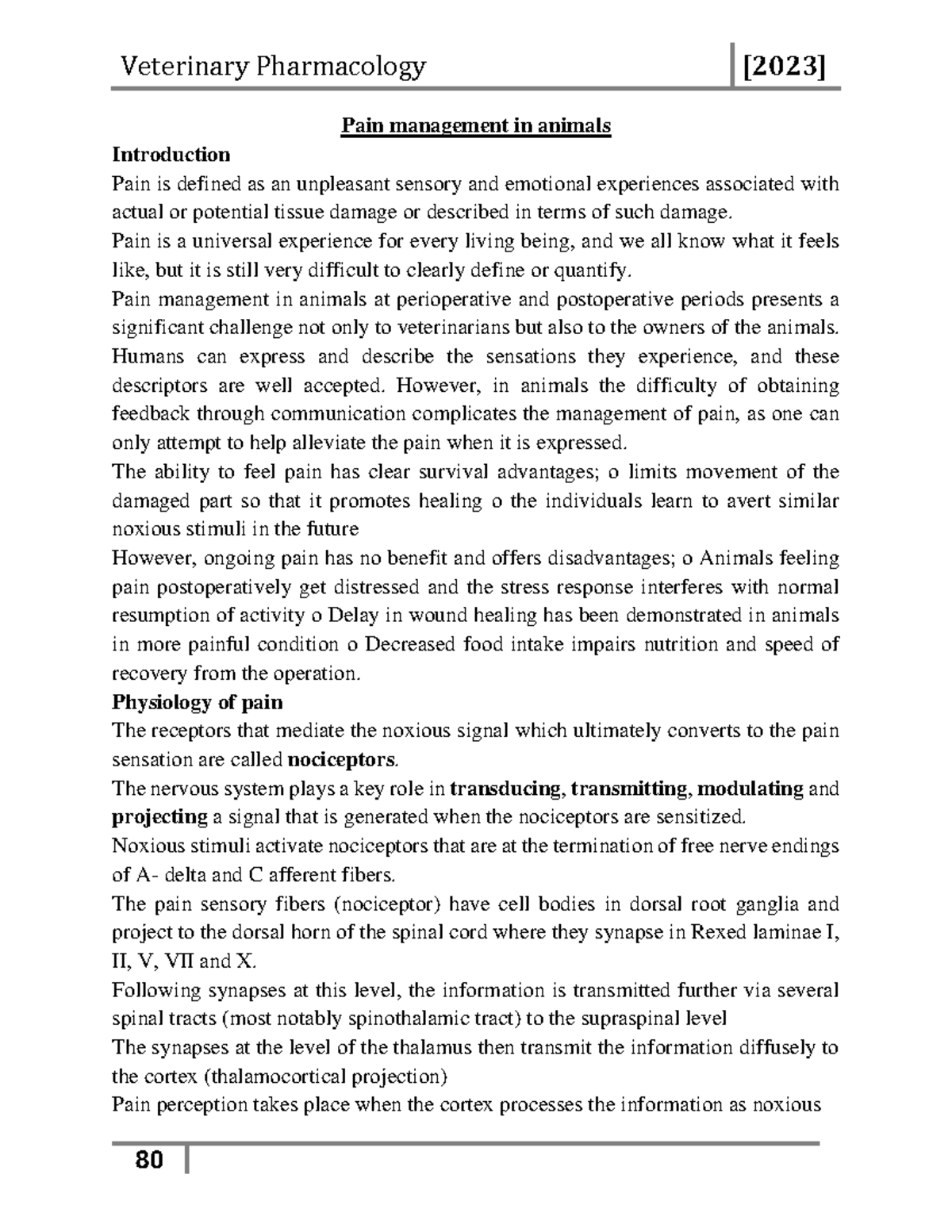 Pain management in animals - Pain management in animals Introduction ...