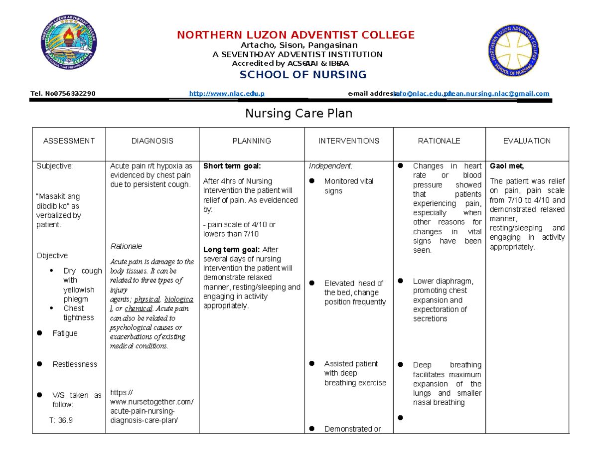 Final.NCP - hdbfsknfk - Nursing Care Plan ASSESSMENT DIAGNOSIS PLANNING ...