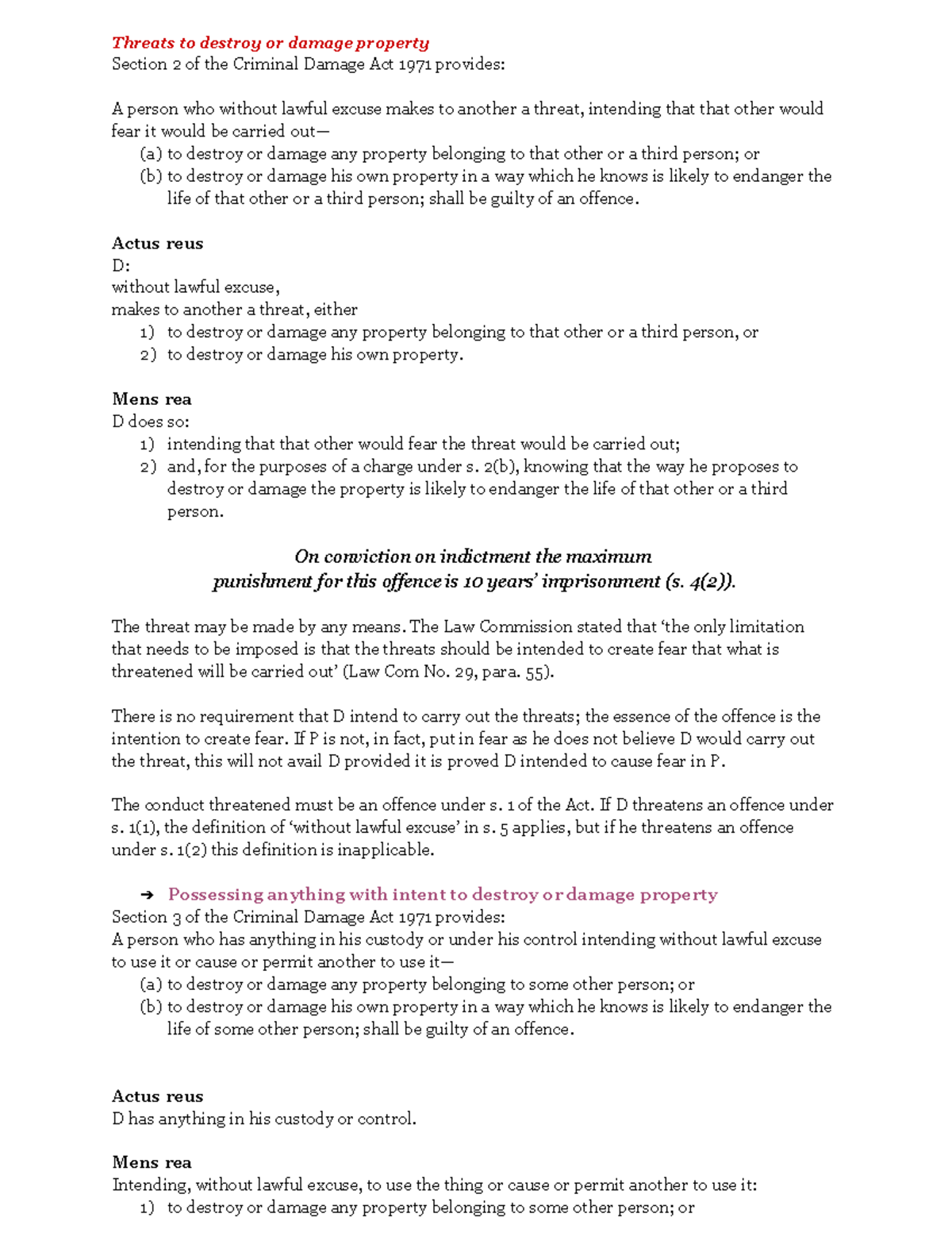 Threats to destroy or damage property, Lawful excuse defence ...