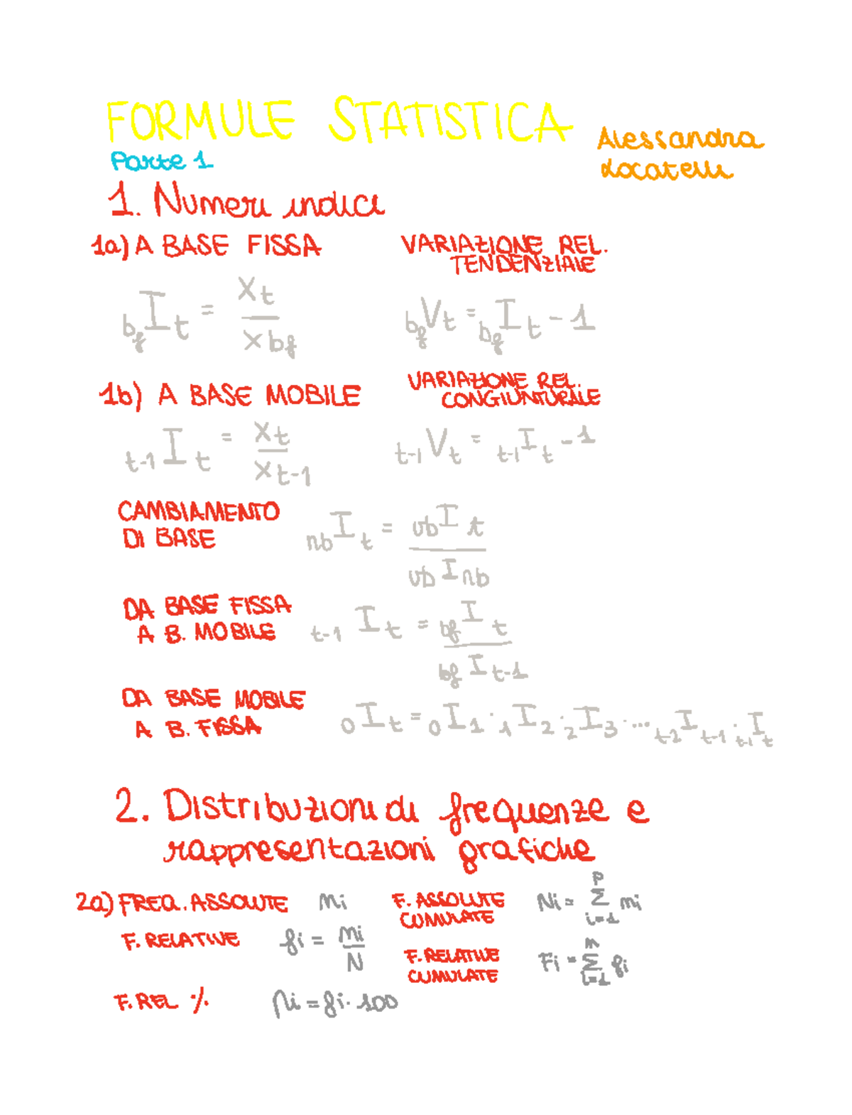 Formule statistica esame - FORMULE STATISTICA Alessandra Parte 1 ...