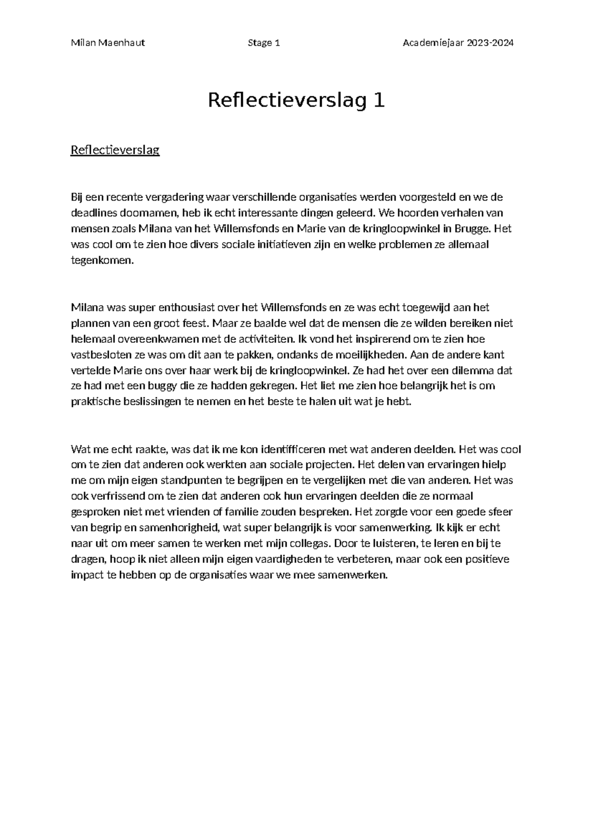 Reflectieverslag 1 - Milan Maenhaut Stage 1 Academiejaar 2023 ...