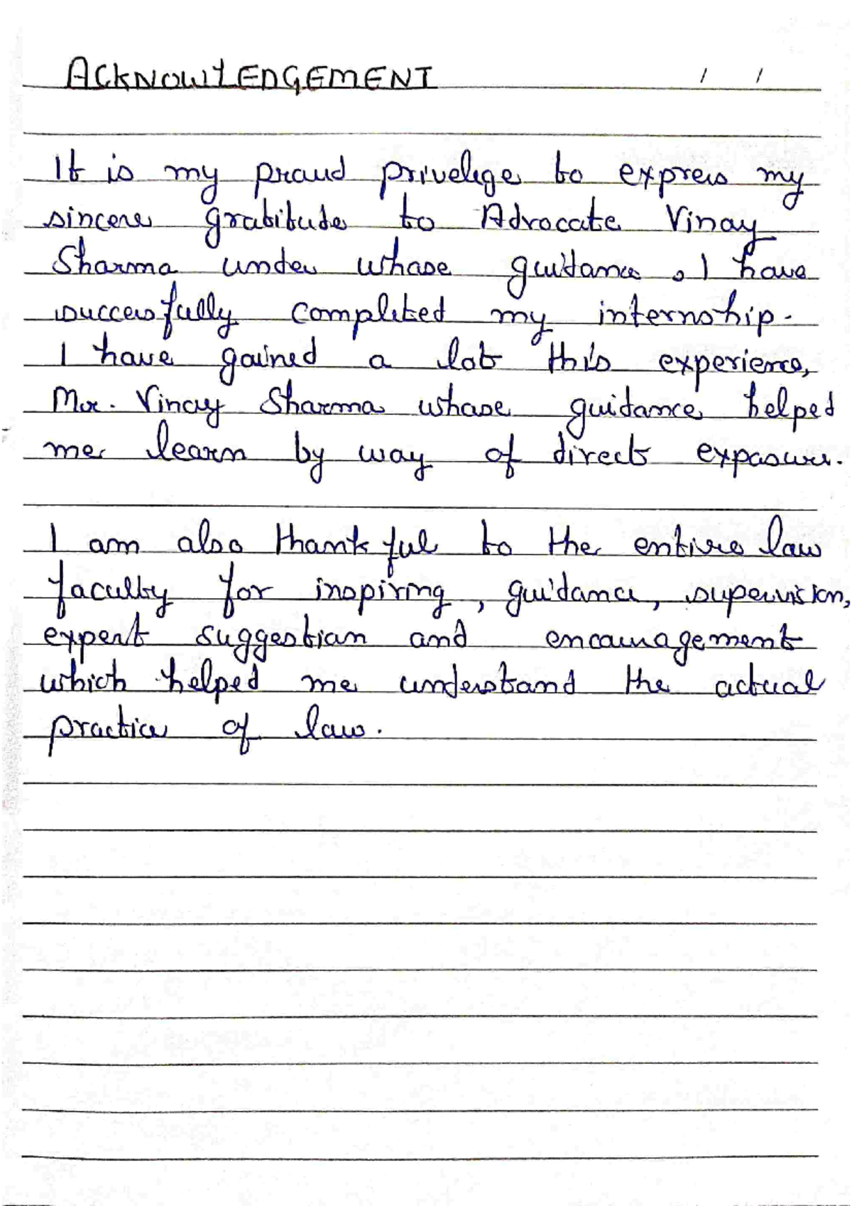 Intern Diary - ACKNOWLEDGEMENT If is my praud privelege to express my sincere grabitude to ...