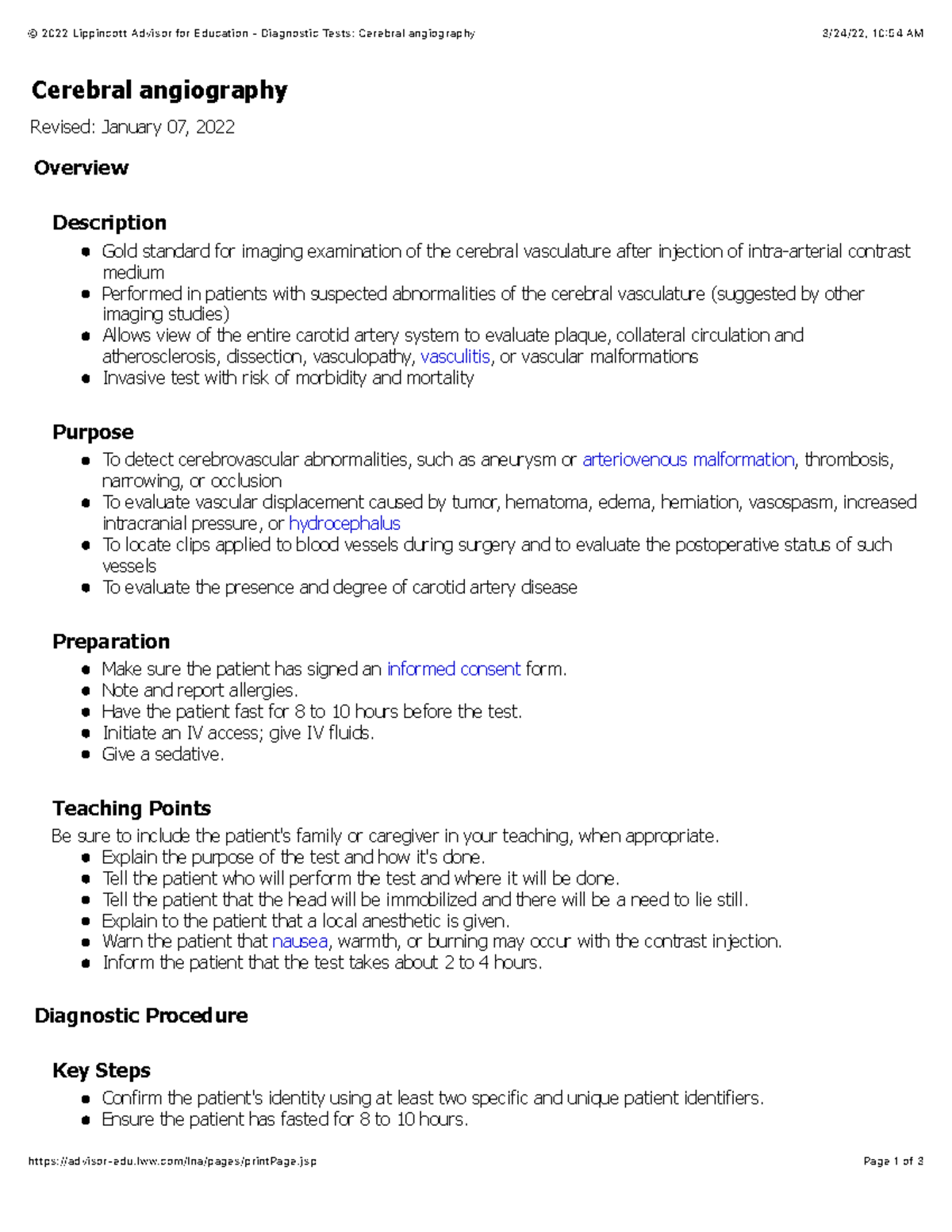 Cerebral Angiography - lww/lna/pages/printPage.jsp Page 1 of 3 Cerebral ...