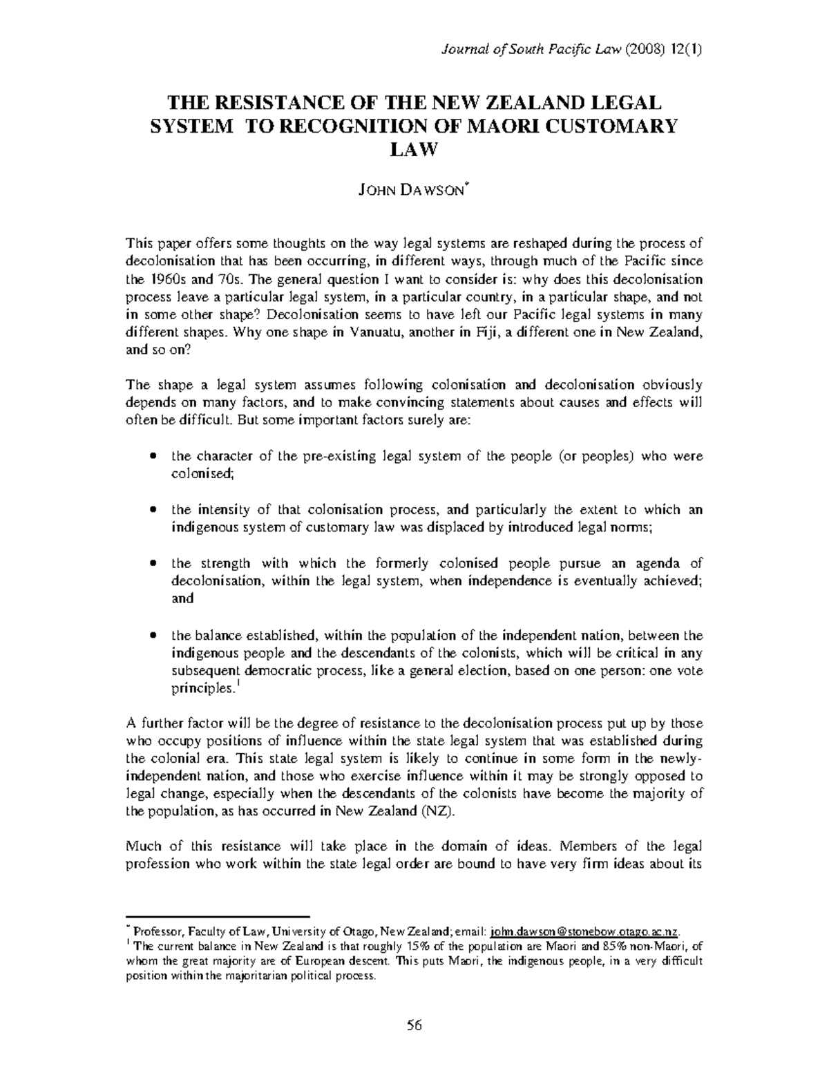 Resistance of NZ law to customary law - THE RESISTANCE OF THE NEW ...