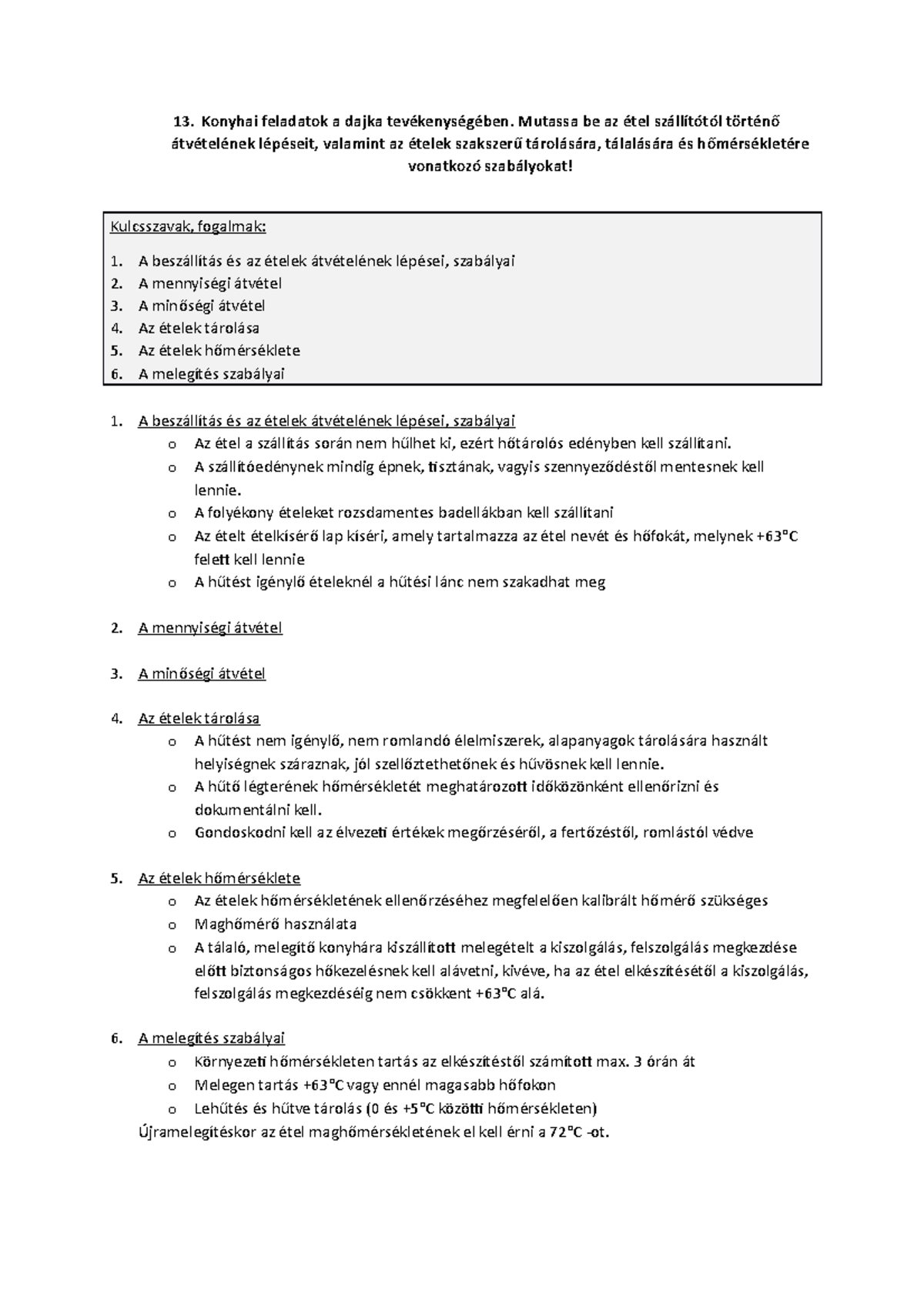 13. Konyhai feladatok a dajka tevékenységében - Mutassa be az étel ...