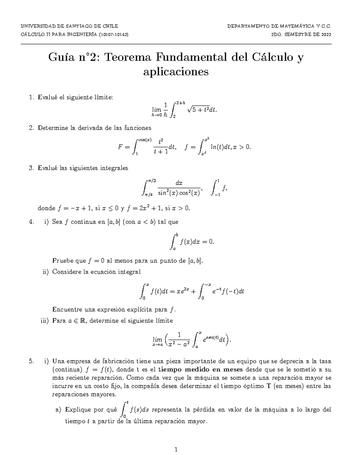 Guia 2 1 730007 - Guía - UNIVERSIDAD DE SANTIAGO DE CHILE DEPARTAMENTO ...