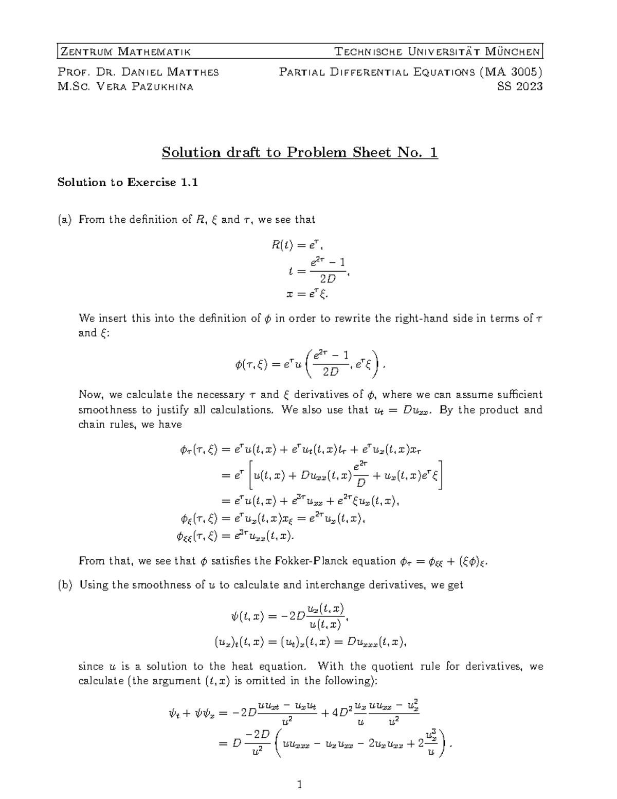 PDE Ex Sheet 01 sol - Zentrum Mathematik Technische Universit ̈at M ...