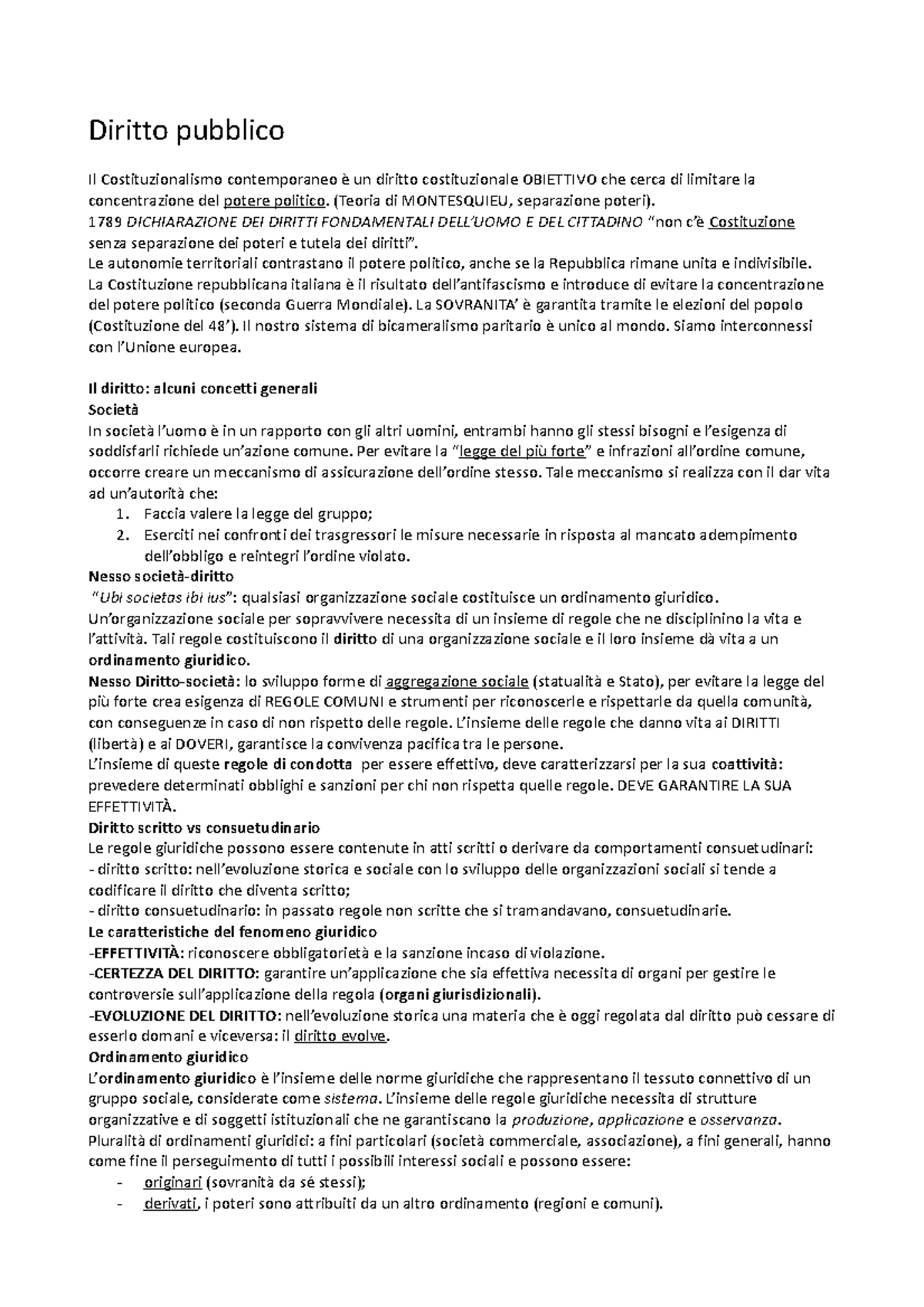 Diritto pubblico - Prof. Filippo SCUTO - Diritto pubblico Il Costituzionalismo contemporaneo è ...