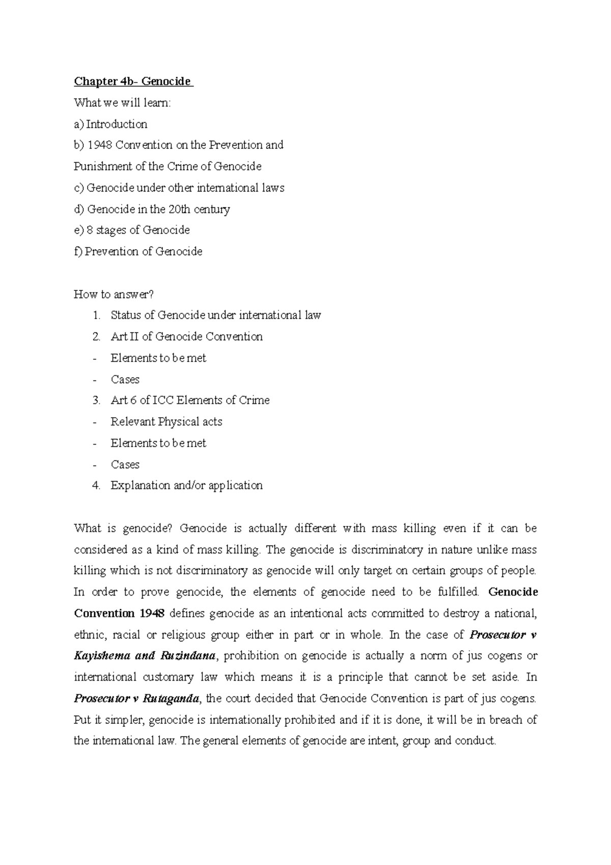 UHL2612 Chapter 4b - Chapter 4b- Genocide What we will learn: a ...