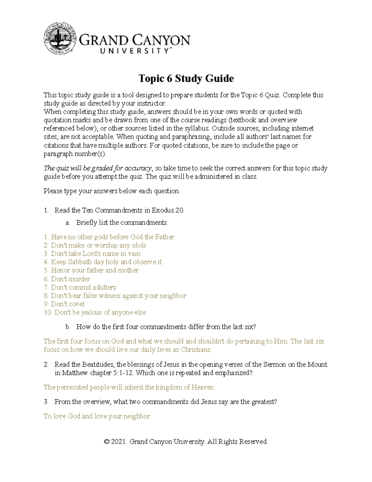 Topic 6 Study Guide - Topic 6 Study Guide This topic study guide is a ...