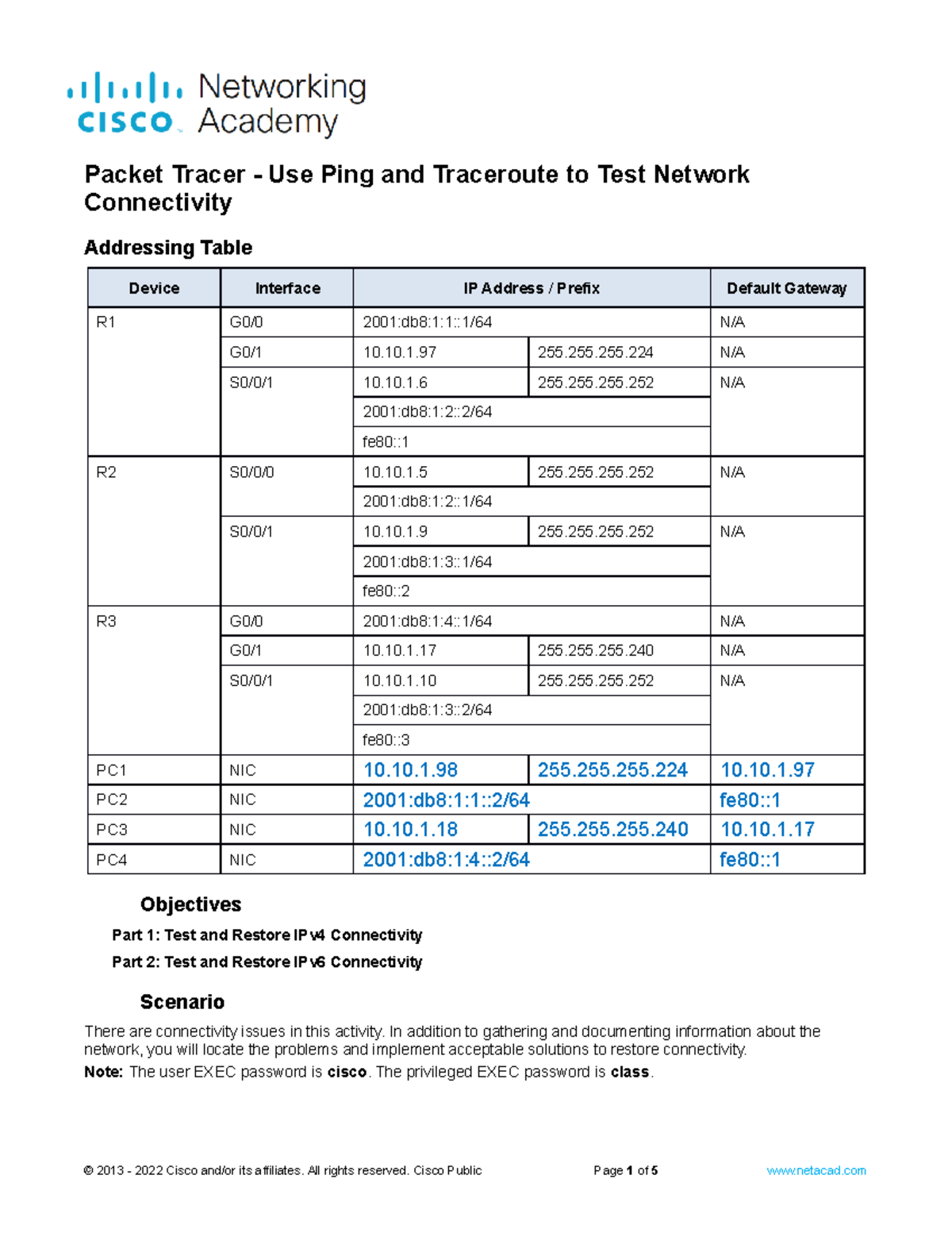 Week 14PT - packet tracer - Packet Tracer - Use Ping and Traceroute to ...