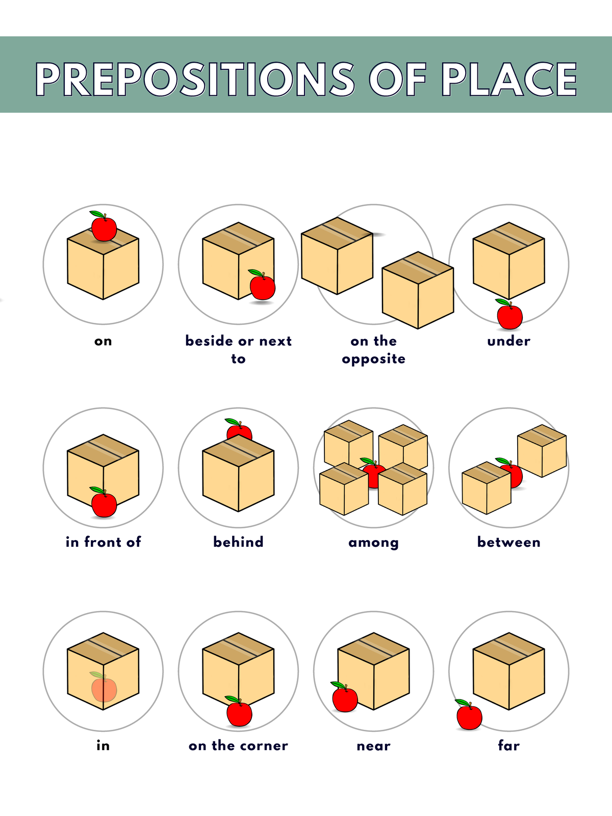 Neutral Illustrated Prepositions of Place Poster for Speech Therapy ...