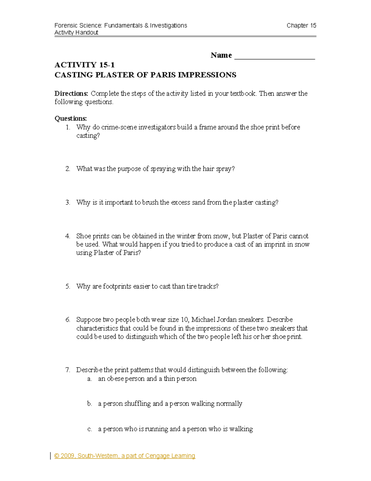 Ch15 act1 - impressions - Forensic Science: Fundamentals ...