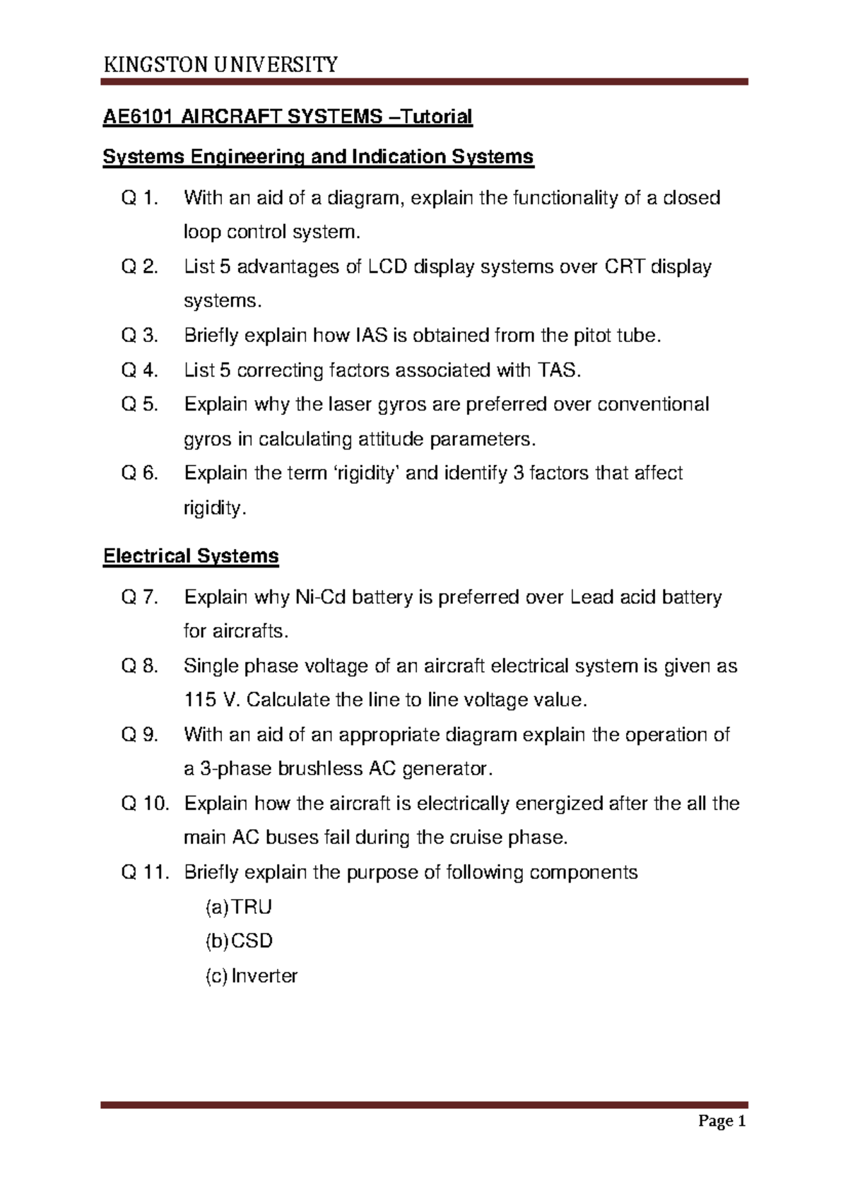 Avionics Tutorial - Electrical Systems, CMS, Data Buses - KINGSTON ...
