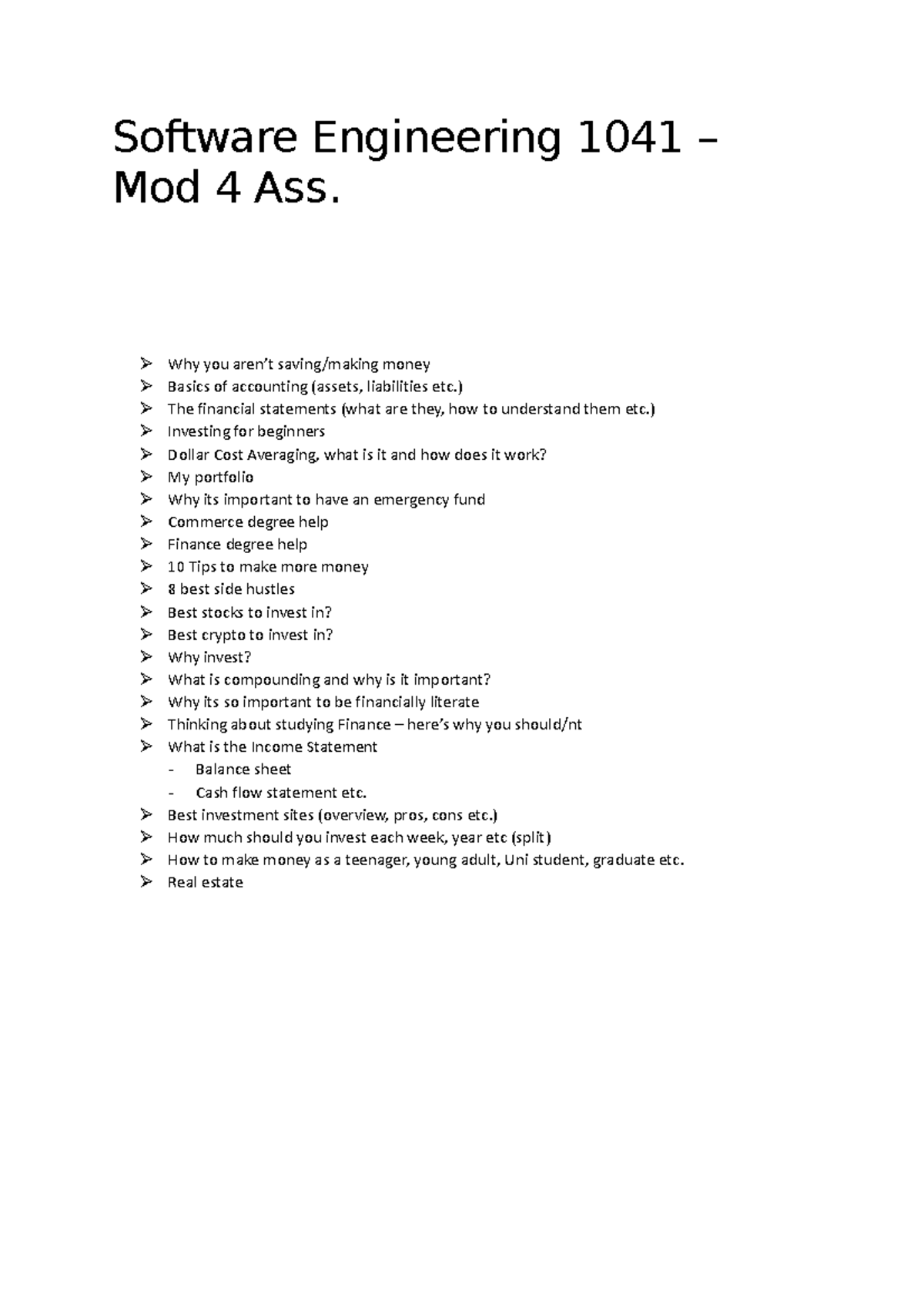 Software Engineering 1041 - Module 4 Assessment - Software Engineering ...