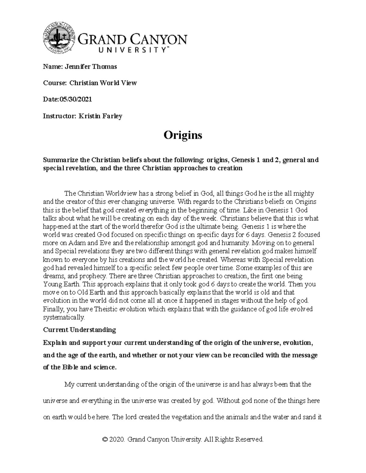 CWV 101 301 RS T2Origins Template Online - CWV 101 - GCU - Studocu