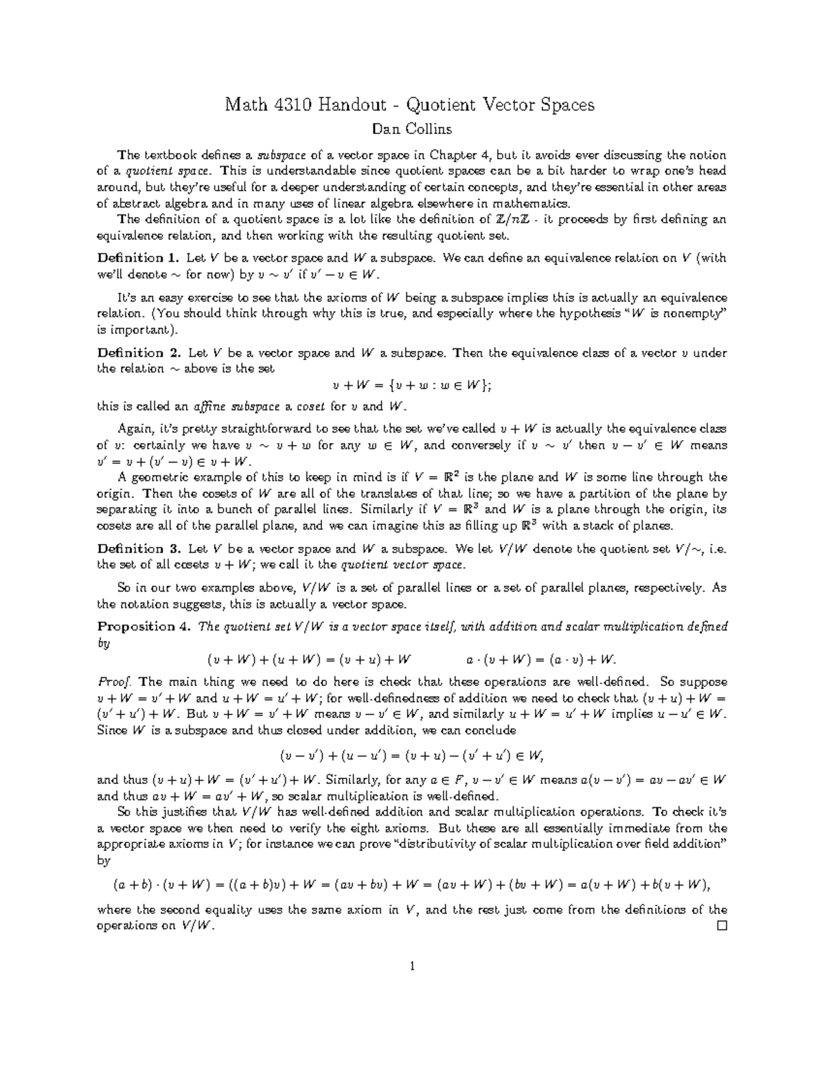 Quotient Vector Spaces - This is understandable since quotient spaces can be a bit harder to ...