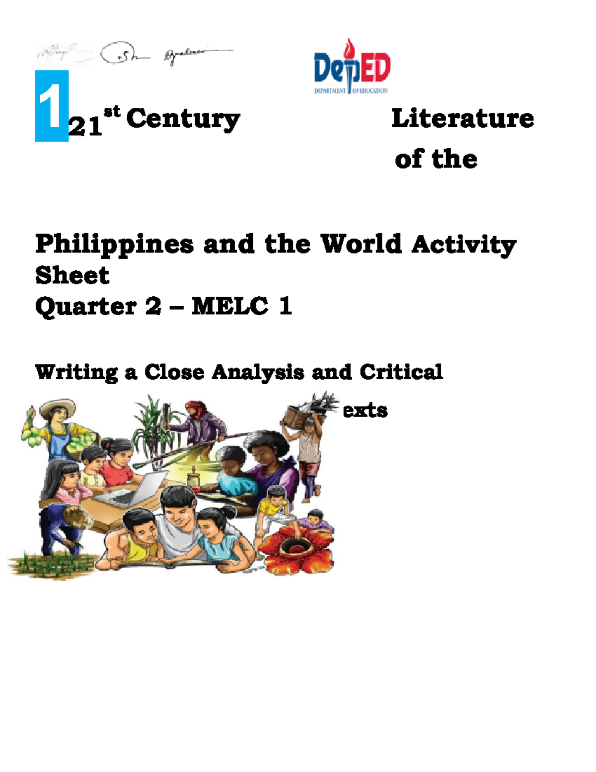 21st CL LAS MELC1 Wk1 - 1 21 st Century Literature of the Philippines and the World Activity ...