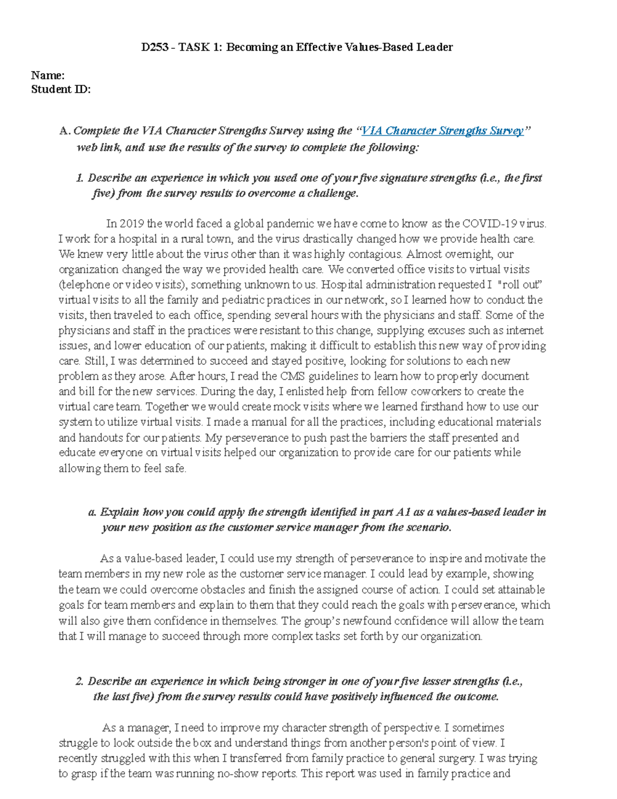 D253 Task 1 10-9-22 - Passed - D253 - TASK 1: Becoming an Effective ...