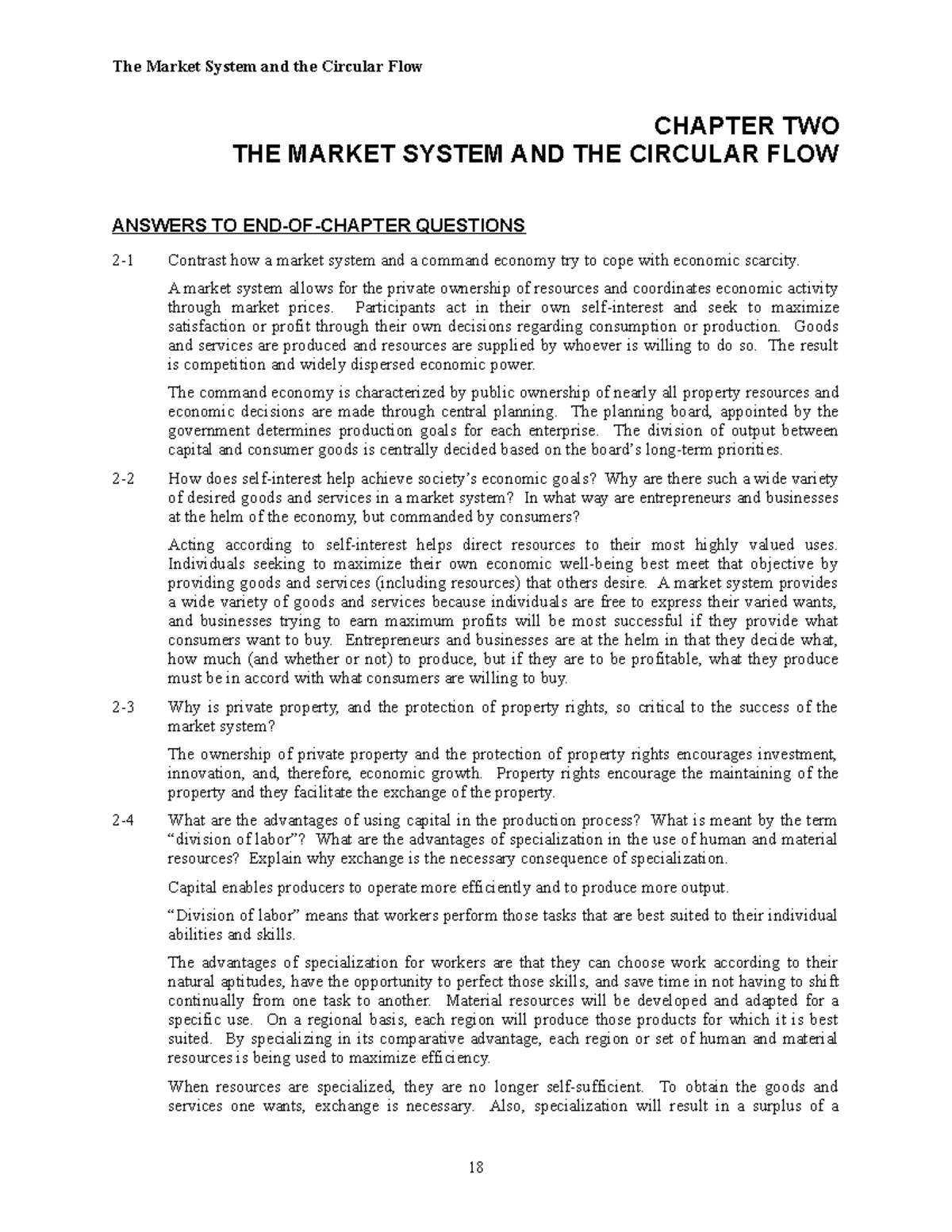 Chap002Answers - ANS and QUES - CHAPTER TWO THE MARKET SYSTEM AND THE ...
