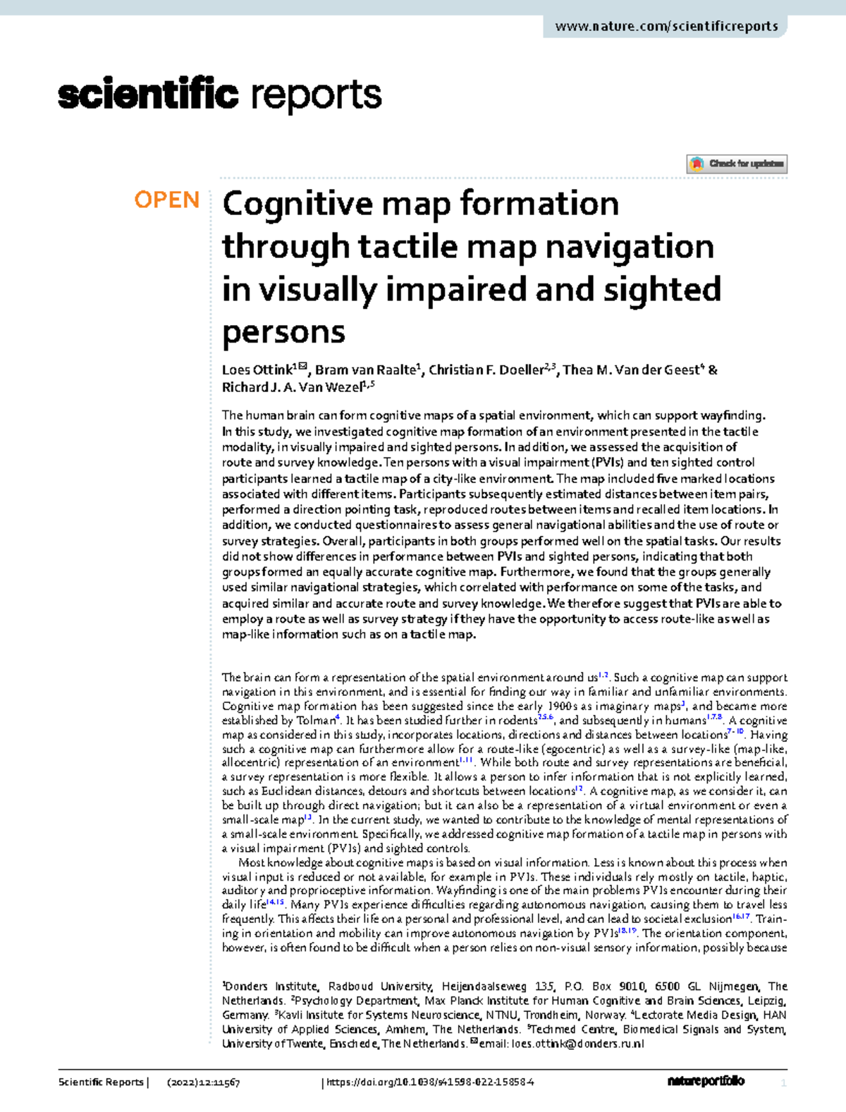 Ottink et al 2022 Cognitive map formation through tactile map ...