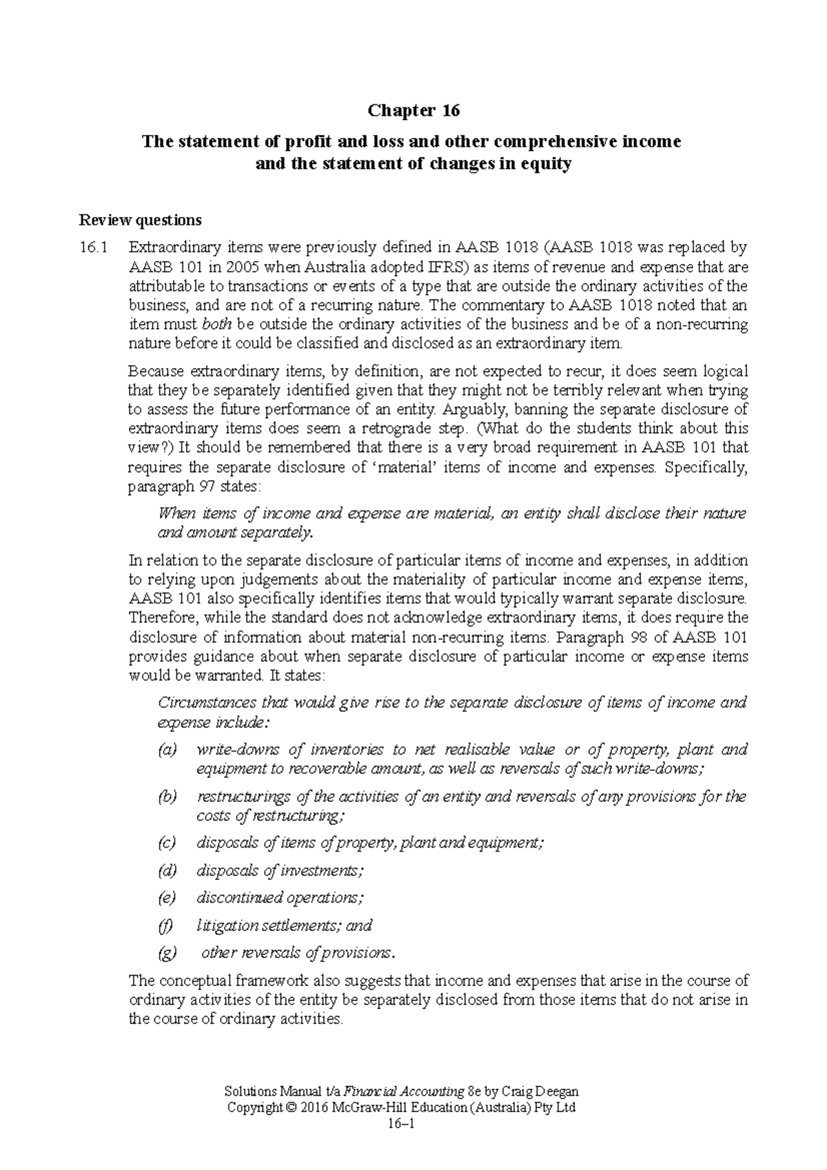 Ch16 - CAS textbook chapter 16 answers - Chapter 16 The statement of ...