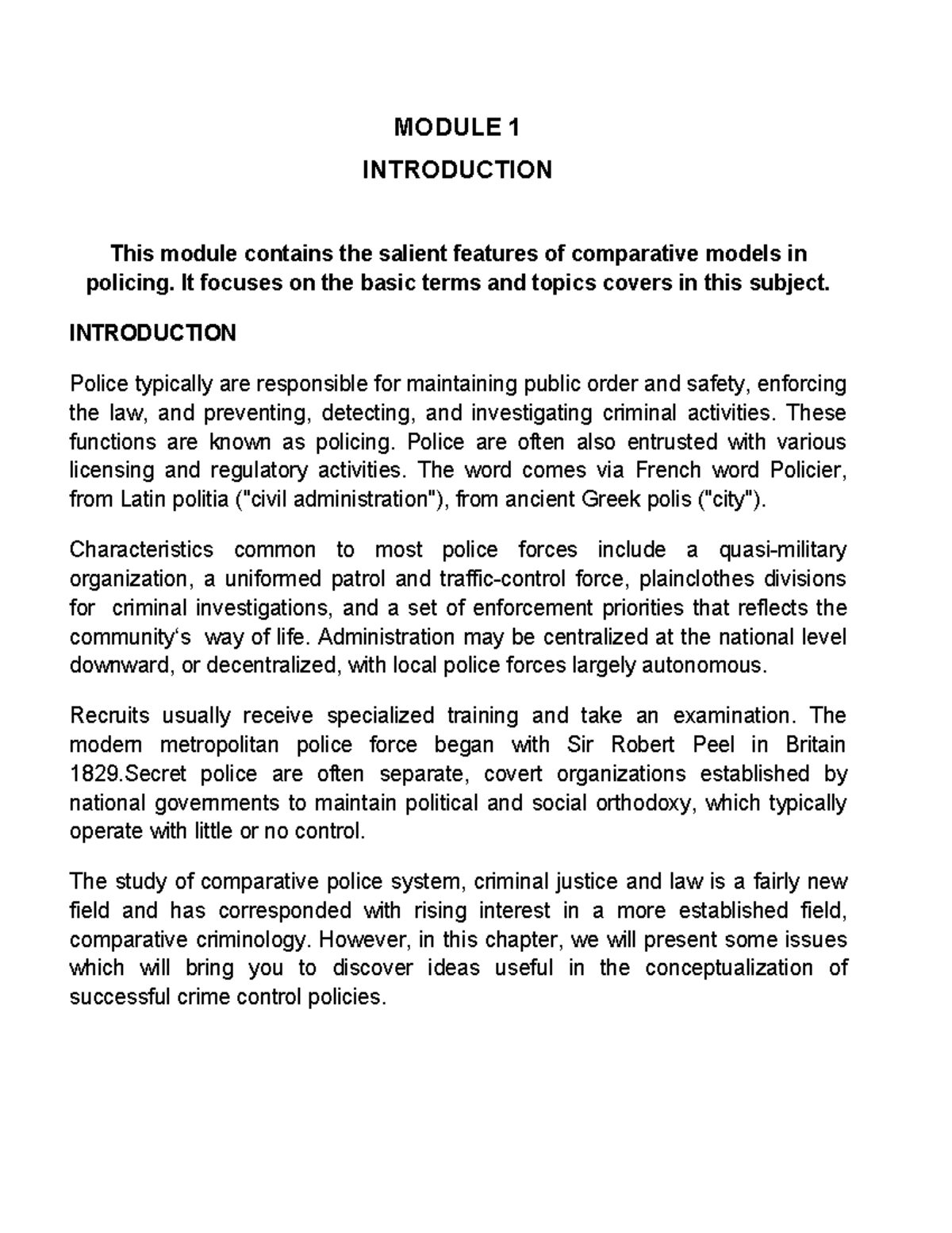 Module 1 5 new1 - LEA - MODULE 1 INTRODUCTION This module contains the ...