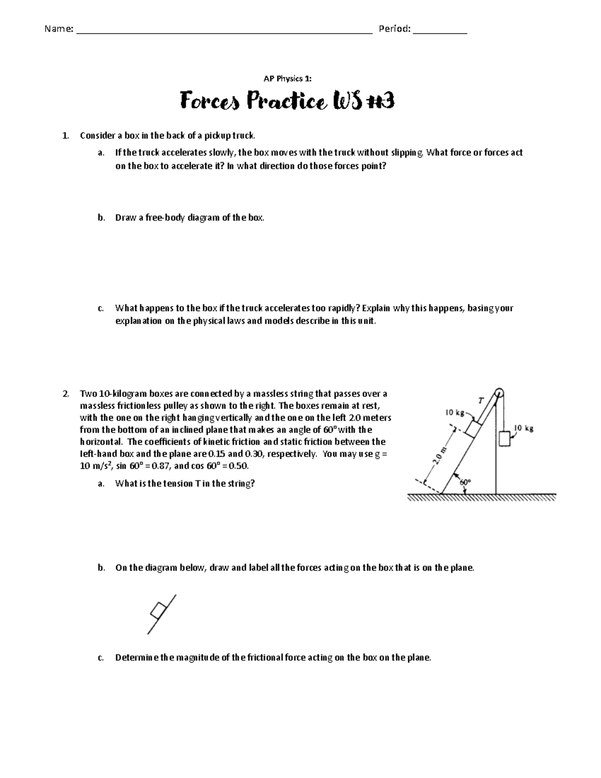 Forces Practice WS3-1 - Name ...