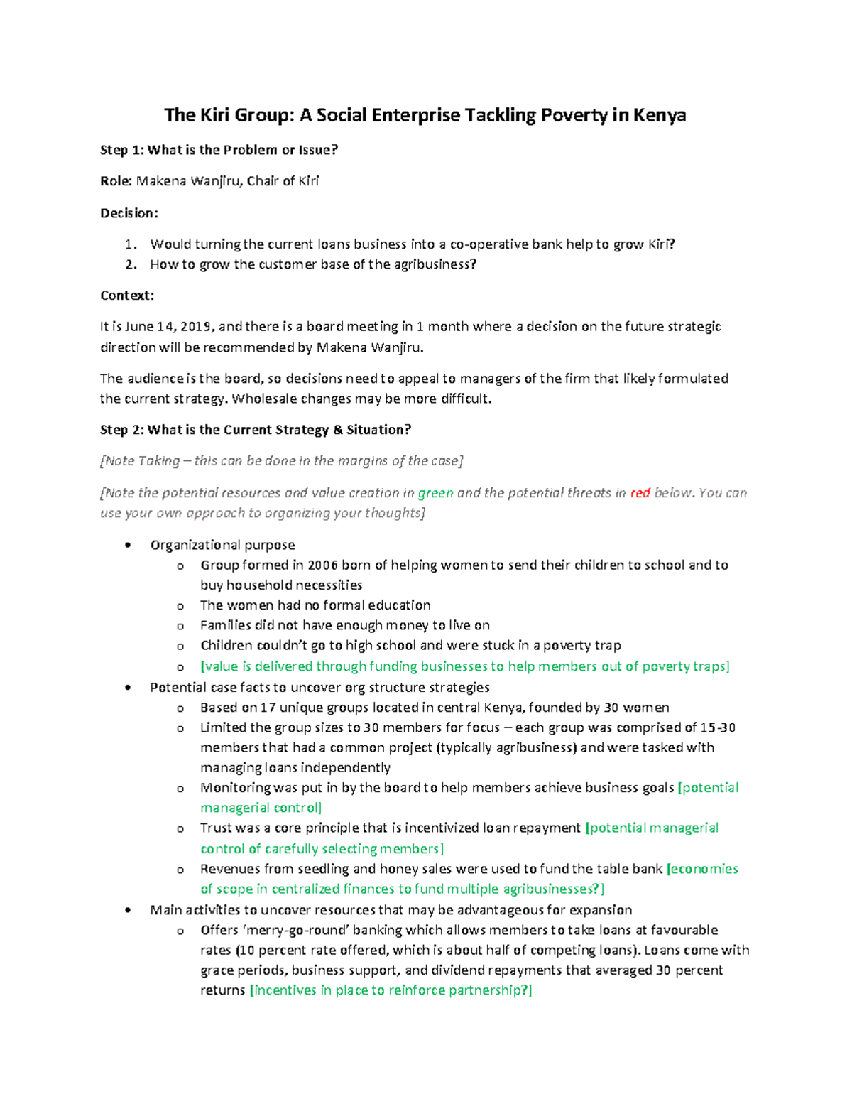 Example Case Write-Up (Kiri) - The Kiri Group: A Social Enterprise ...