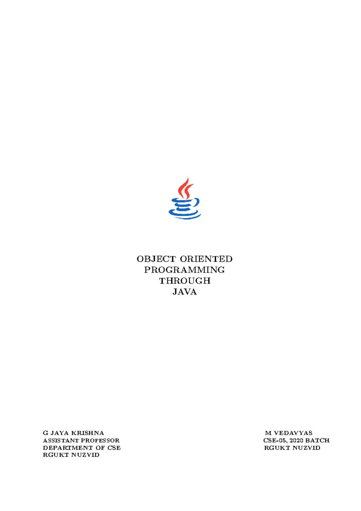 JAVA Content - nice - OBJECT ORIENTED PROGRAMMING THROUGH JAVA G JAYA KRISHNA M VEDAVYAS ...