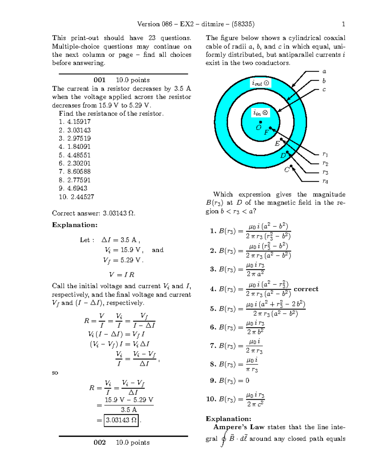 Physics Coursework - This print-out should have 23 questions. Multiple ...