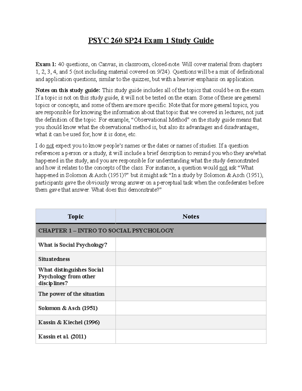 PSYC 260 FA24 Exam 1 Study Guide - PSYC 260 SP24 Exam 1 Study Guide ...