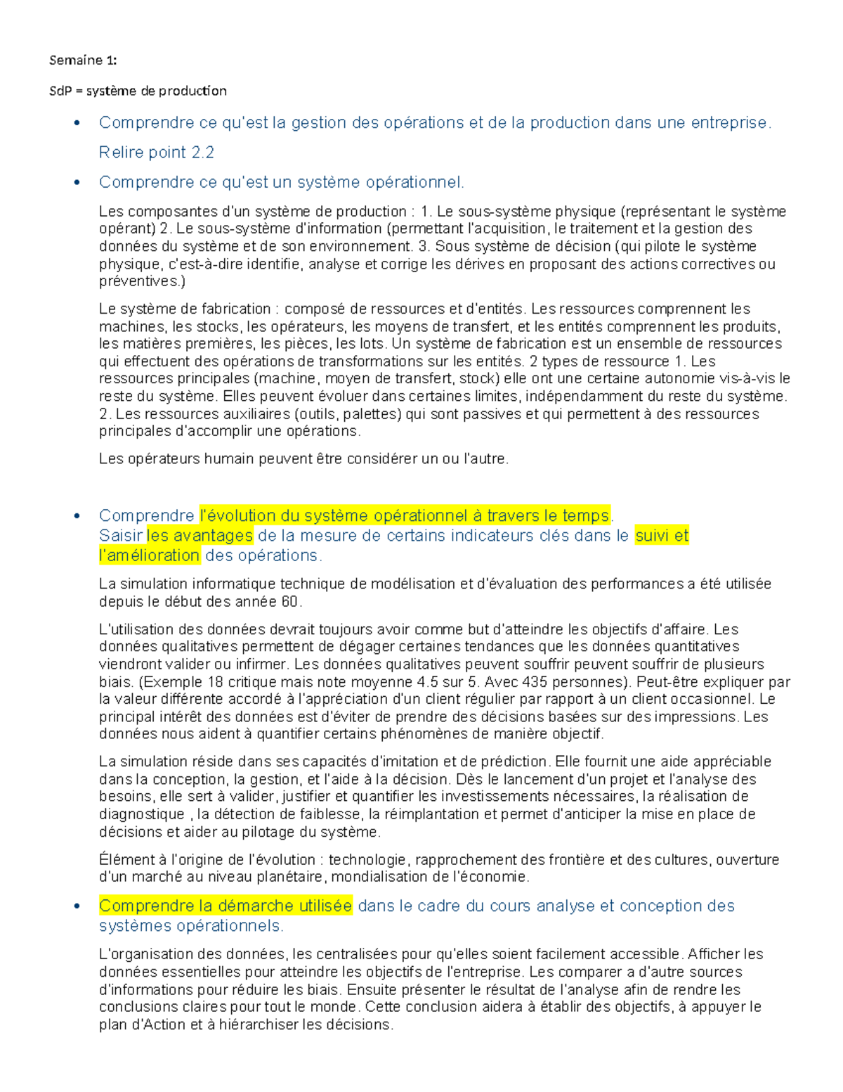 Note de cours OPER30550 - Semaine 1: SdP = système de production Comprendre ce qu’est la gestion ...