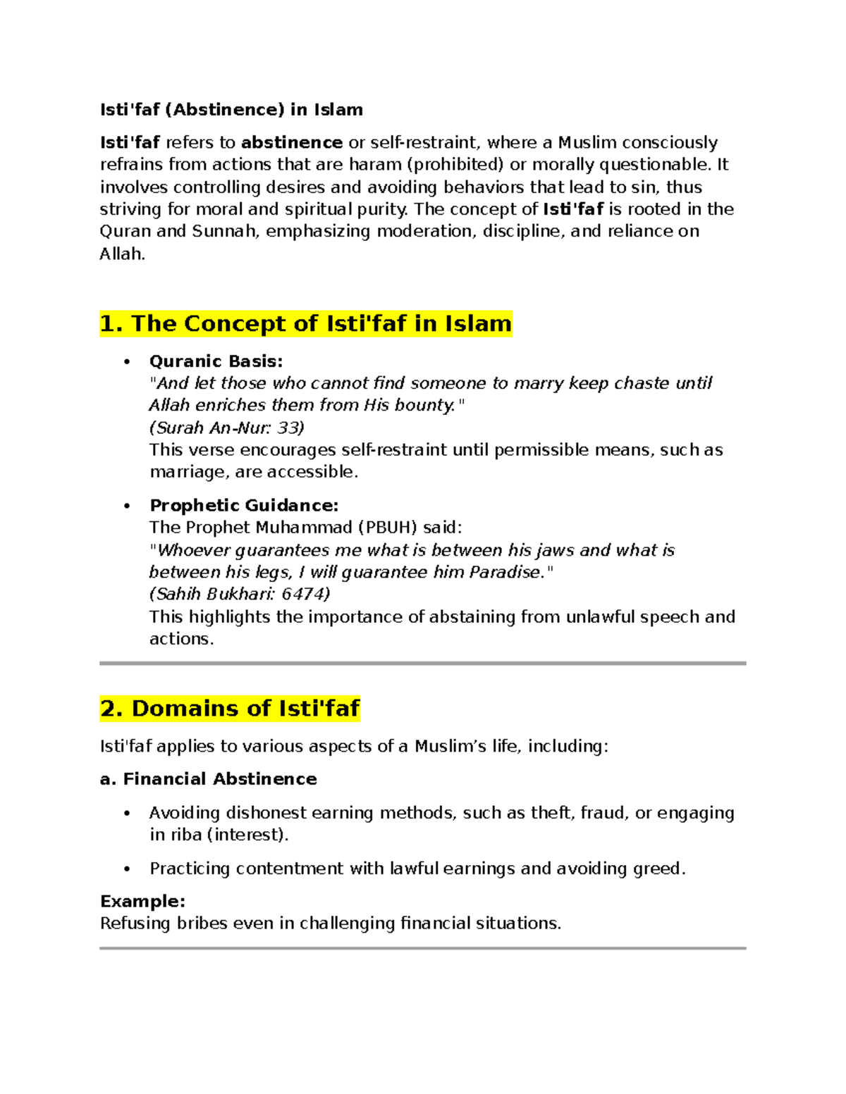 Abestinence Isti faf - MMERFMG - Isti'faf (Abstinence) in Islam Isti'faf refers to abstinence or ...