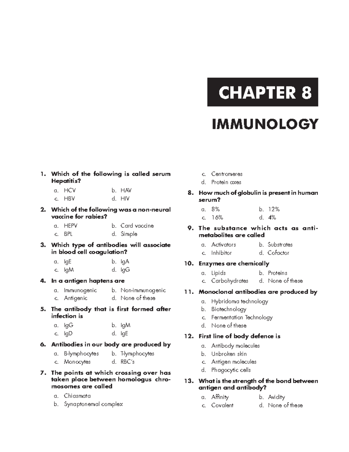 Immunology mcq - Which of the following is called serum Hepatitis? a ...