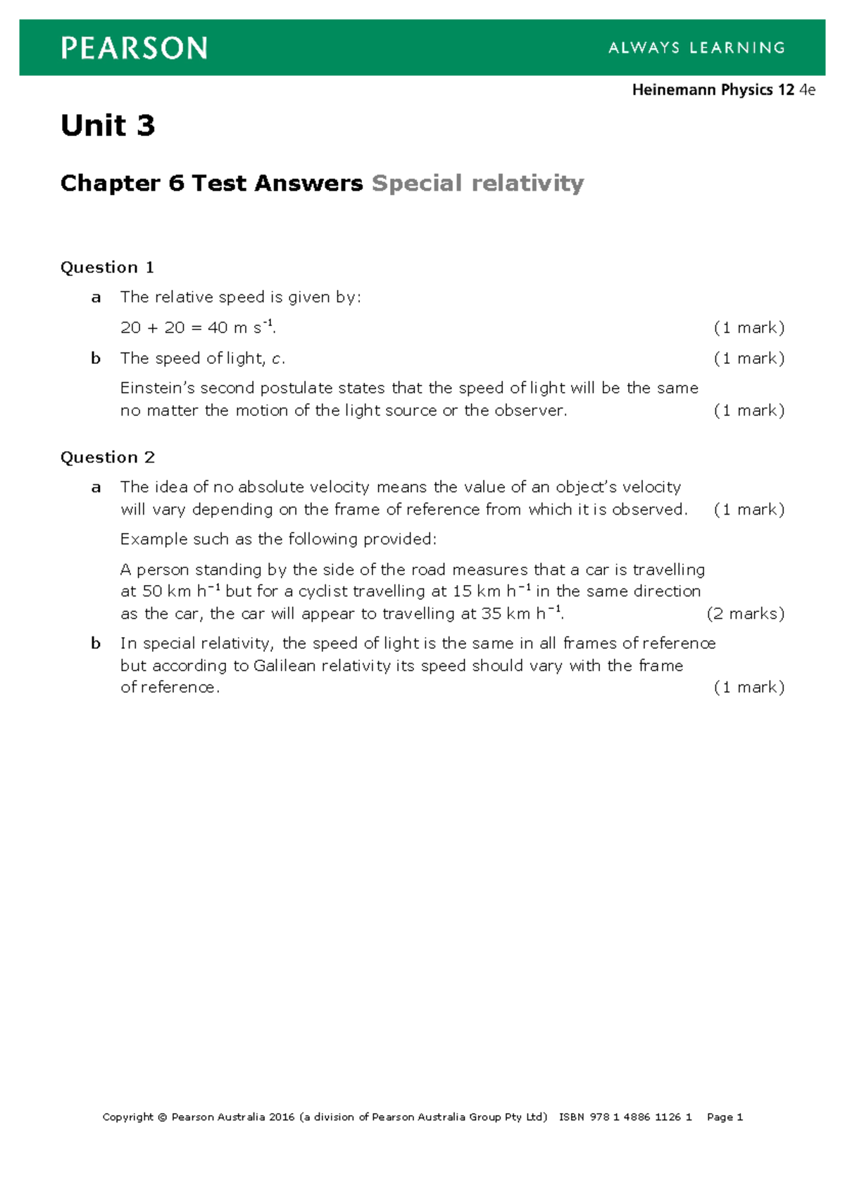 Relativity test answers 2024 - Unit 3 Chapter 6 Test Answers Special ...